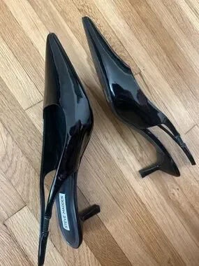 Steve Madden | Shoes | Steve Madden Black Patent Pointed Toe Slingback ...
